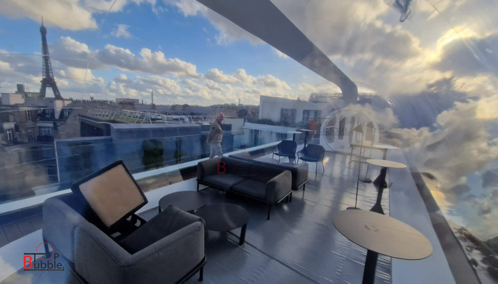 Nos Bulles chauffées BubbleTop sur le rooftop face à la Tour Eiffel - Bubbletree